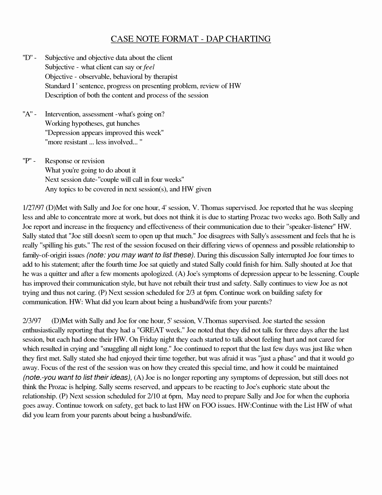 Counseling Progress Notes Template