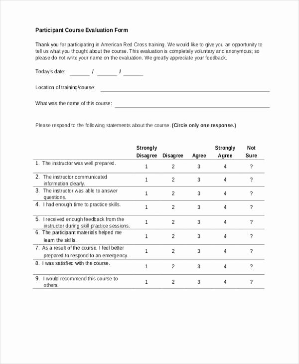 Course Evaluation Form Template Shooters Journal
