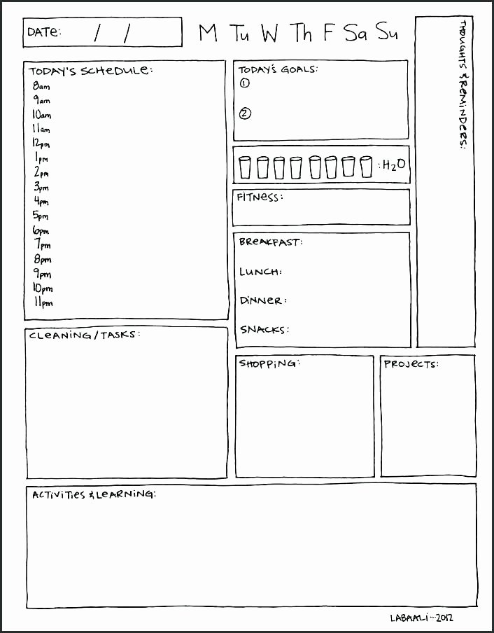 Daily Activity Schedule Template