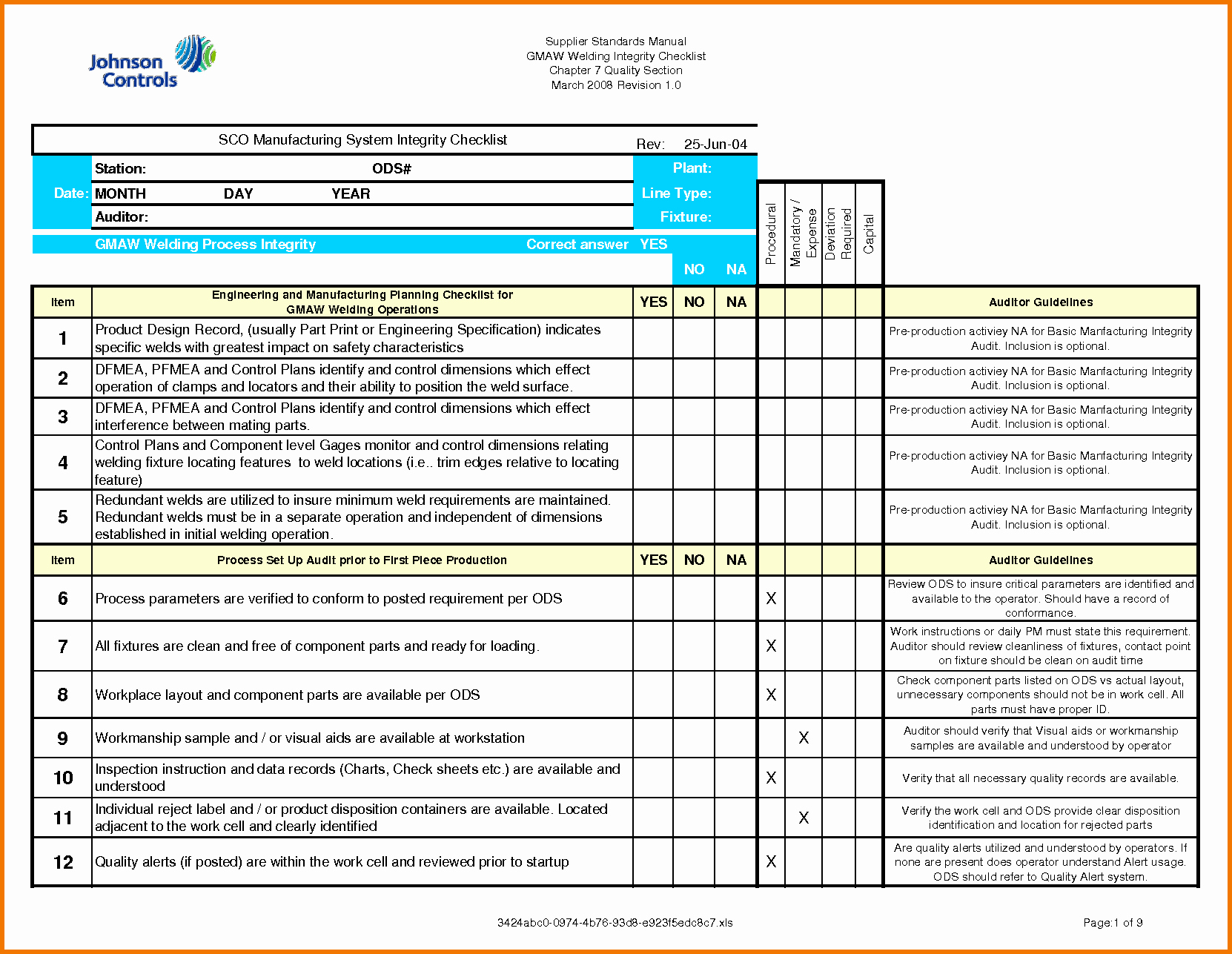Internal Audit Forms Template