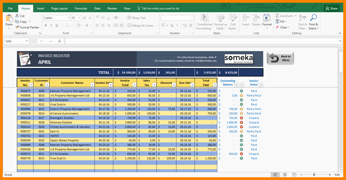 Invoice Tracking Template Excel