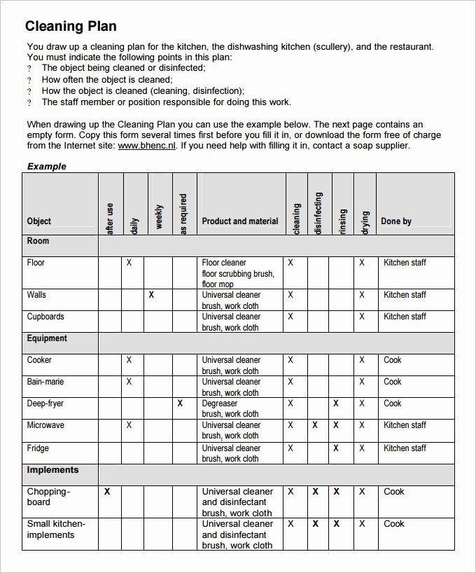 Master Cleaning Schedule Template