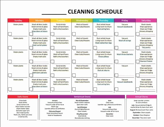 Master Cleaning Schedule Template