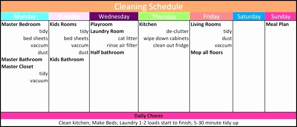 Master Cleaning Schedule Template