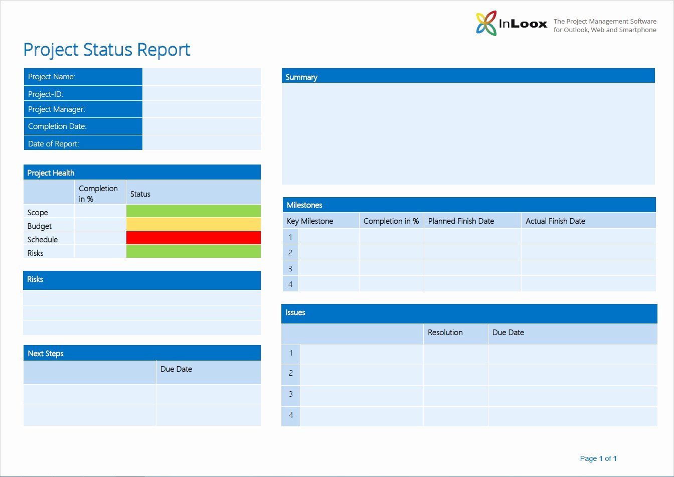 Project Management Progress Report Template