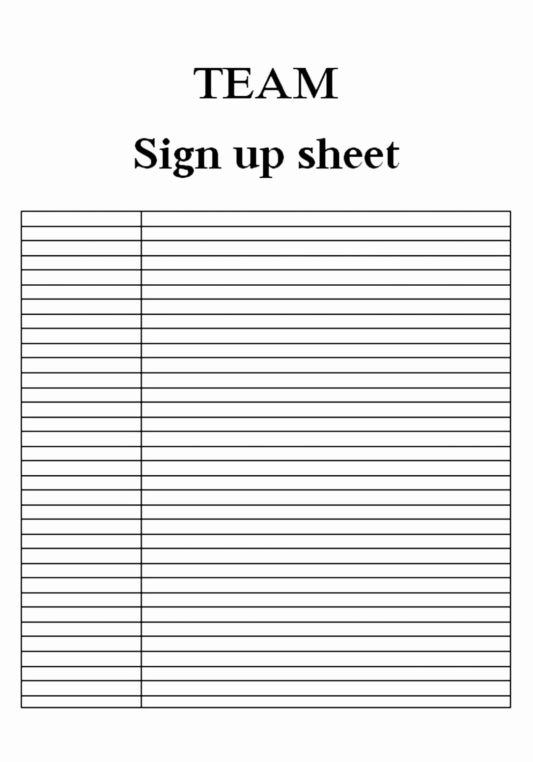 Simple Sign Up Sheet Template