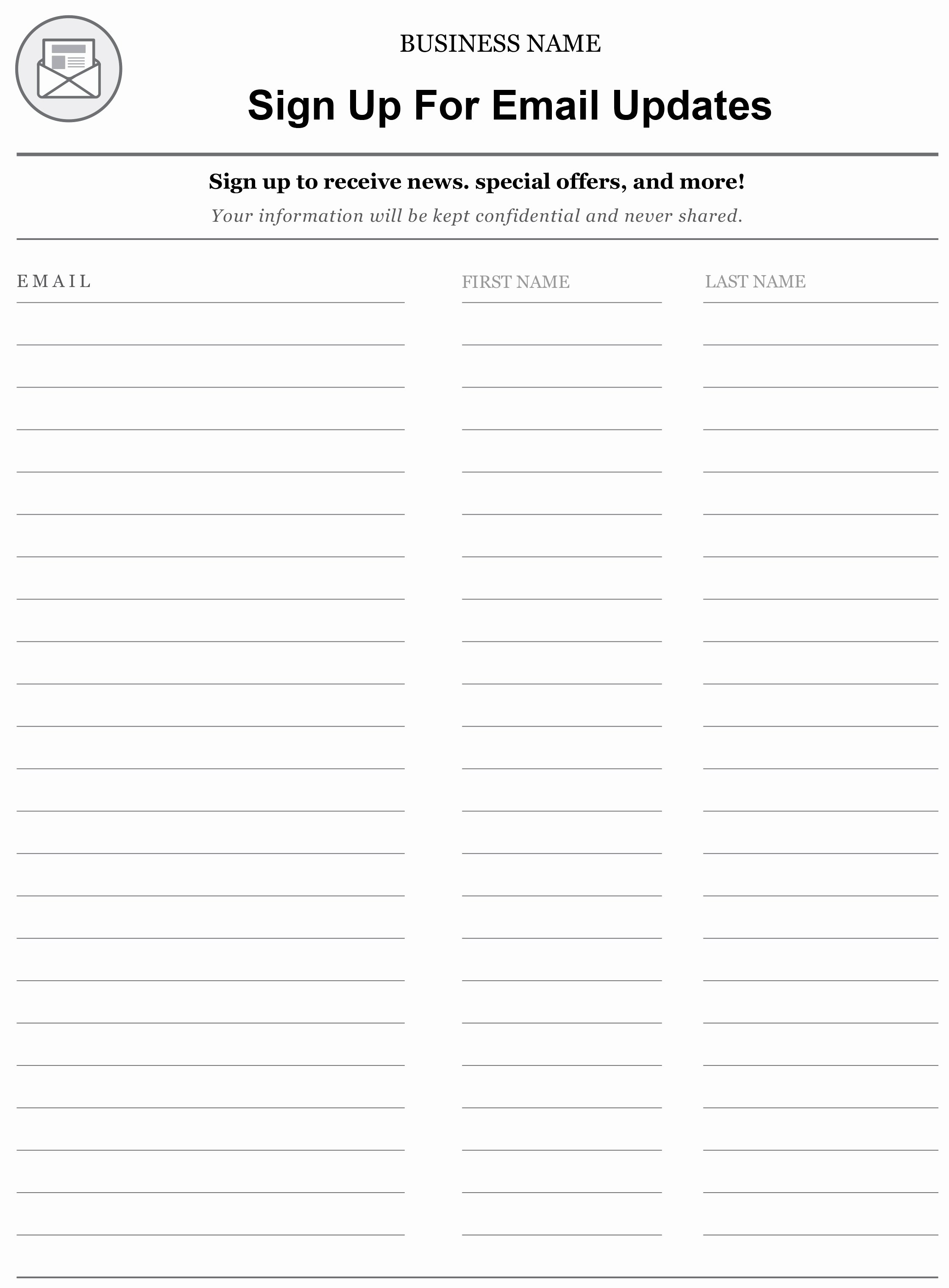 Simple Sign Up Sheet Template