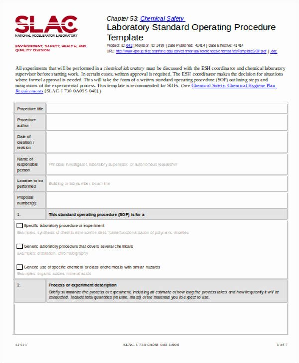 Warehouse Standard Operating Procedures Template